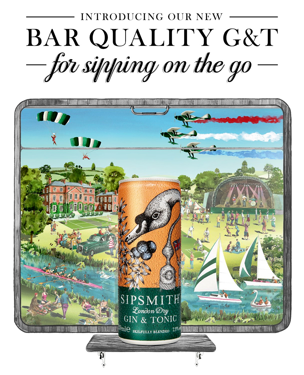 Sipsmith Gin Illustrations for their Summer Campaign showing avitivites