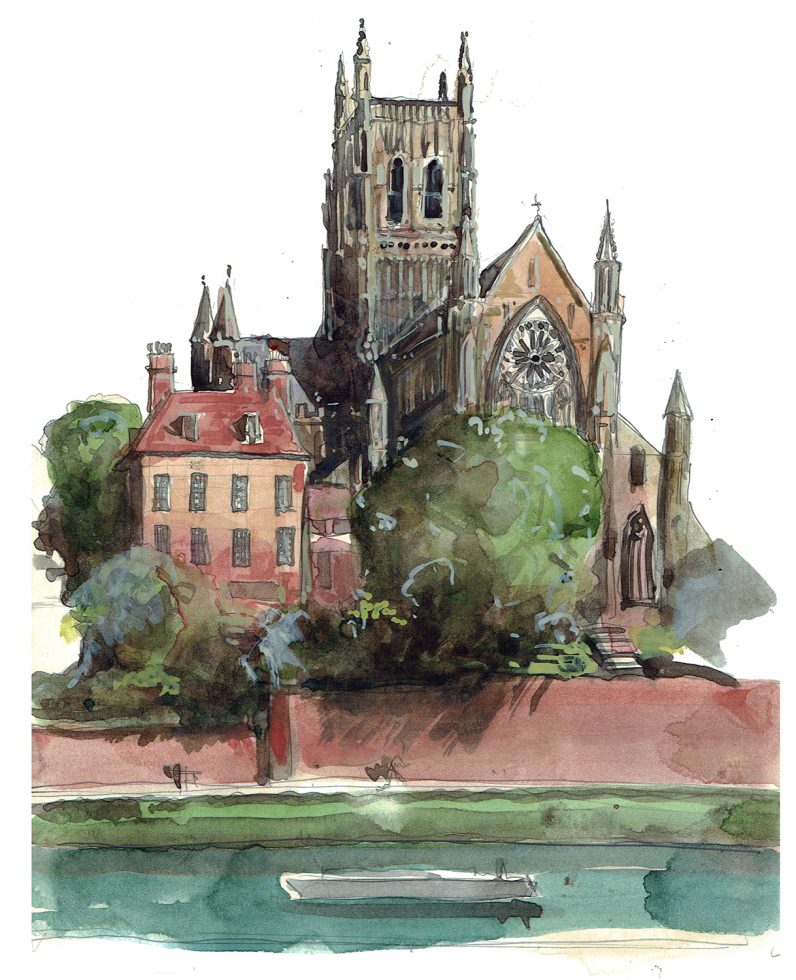 A doing painting of Worcester Cathedral and a night out in the city too.