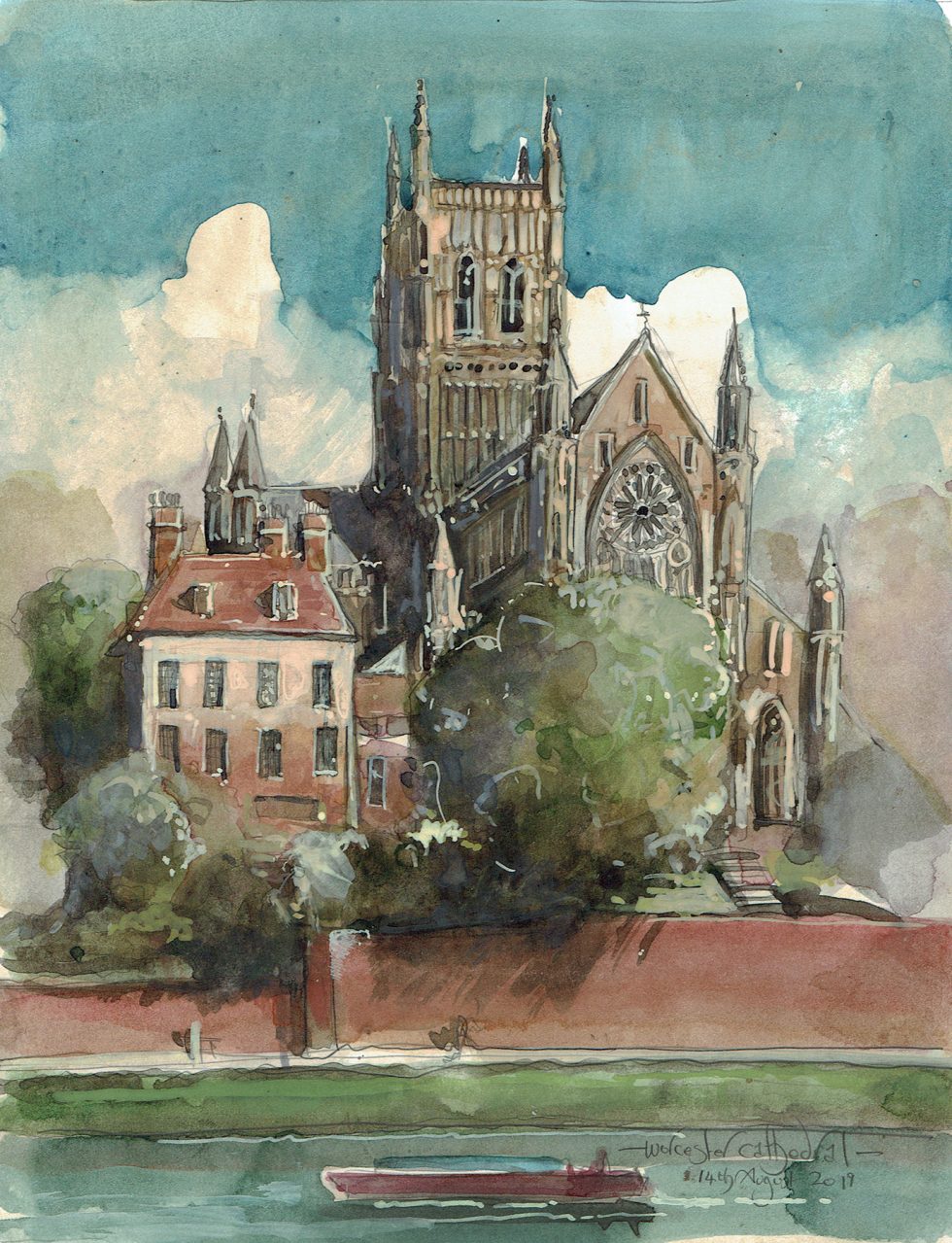 A painting of Worcester Cathedral to win in my next newsletter