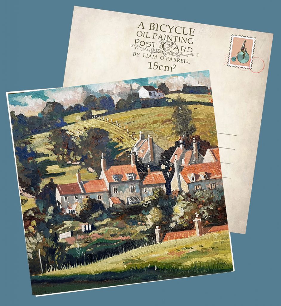 A series of hand painted postcards around the Somerset villages